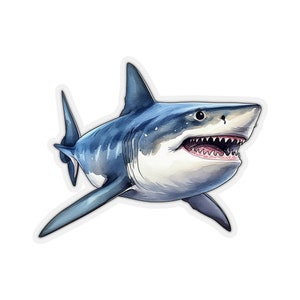 Great White Shark Sticker Decal, Ocean Art Vinyl Laptop Cute ...