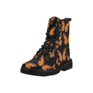 Monarch Butterfly Women's Boots, Insect Pattern Vegan Canvas Festival ...