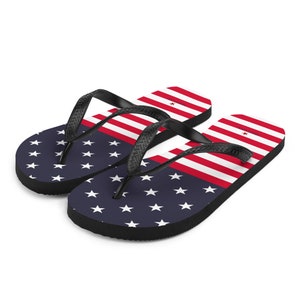 American Flag Flip Flops, Patriotic USA Red White Blue Stars Stripes ...
