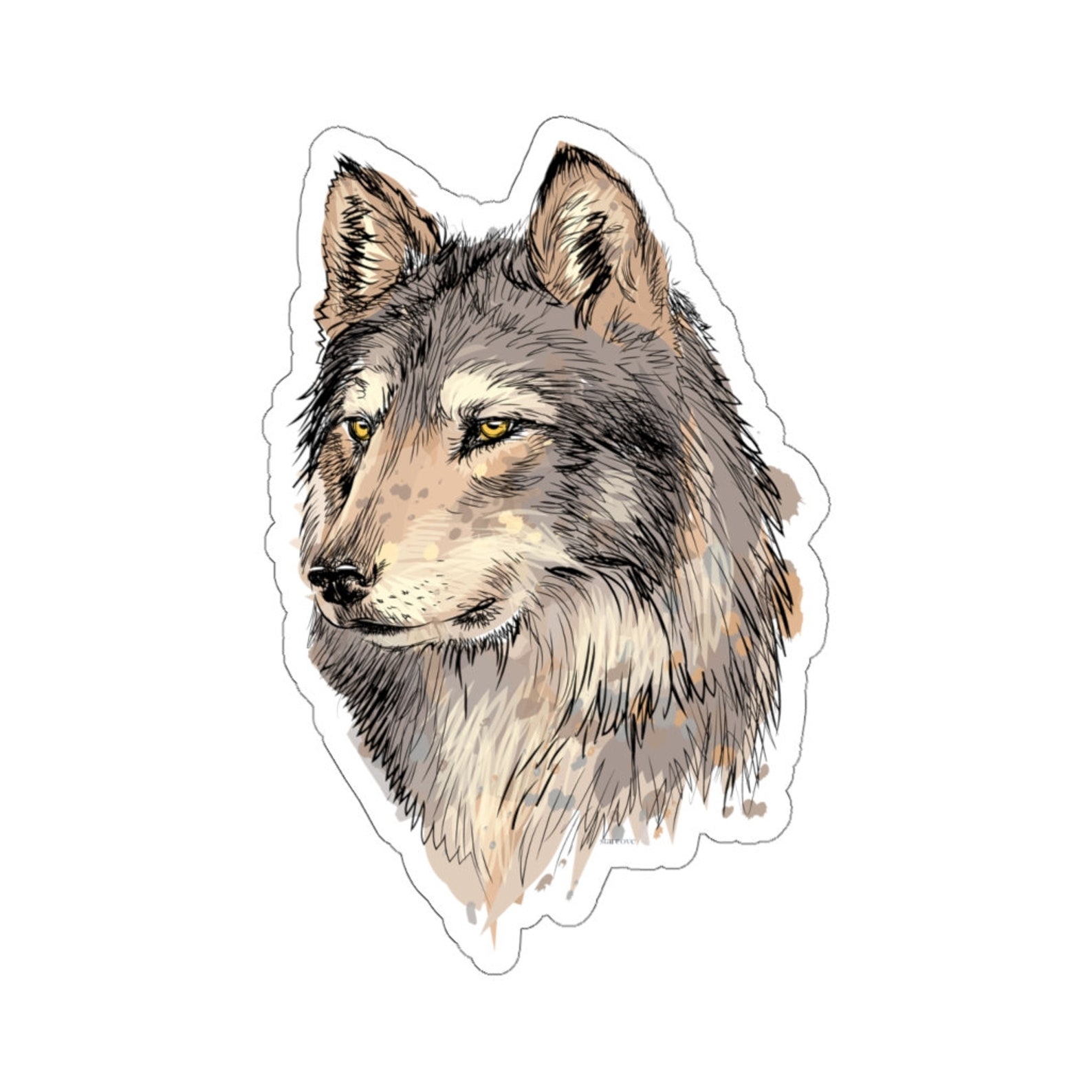 Wolf Art Sticker Animal Head Watercolor Laptop Decal Vinyl | Etsy