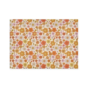 Groovy Flowers Area Rug Carpet, Retro Vintage Floral 70s Orange Home ...