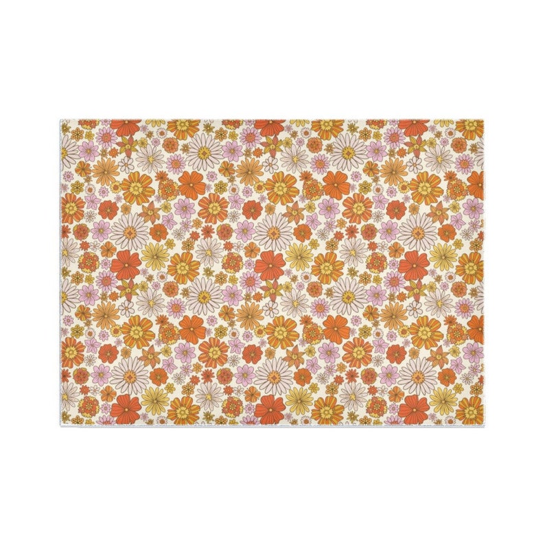 Groovy Flowers Area Rug Carpet Retro Vintage Floral 70s | Etsy