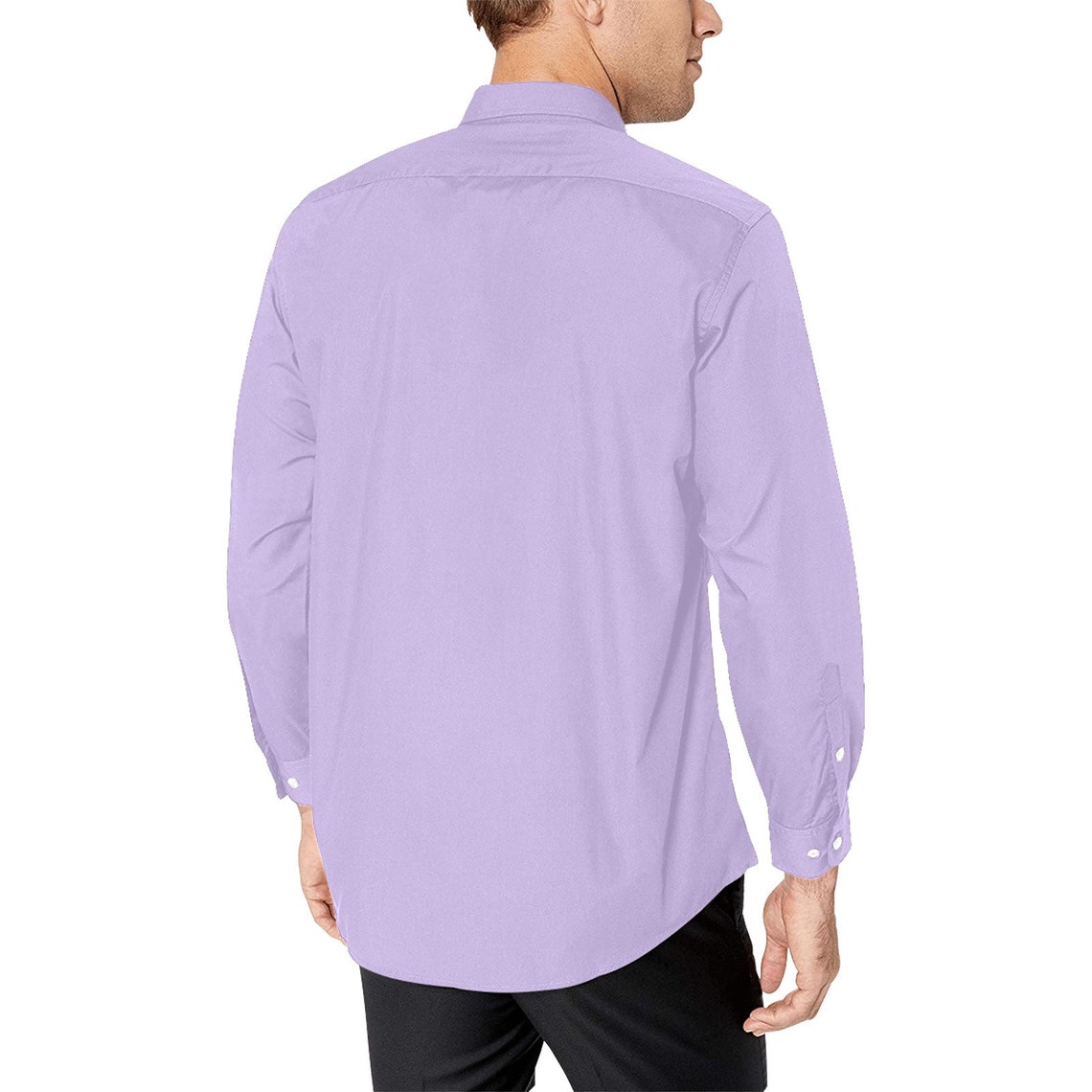 Purple Long Sleeve Men Button up Shirt, Lilac Lavender Solid Color ...