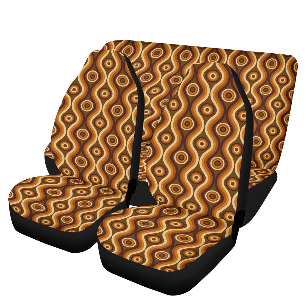 Vintage Retro 70s Front and Back Car Seat Covers Full Set (4 Pcs ...