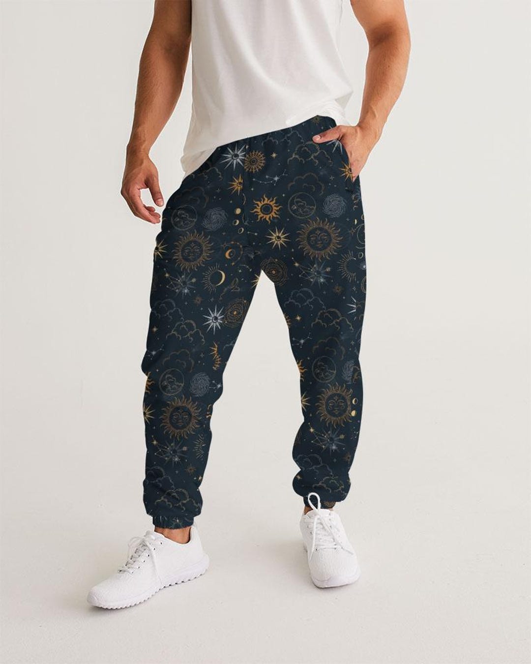 Constellation Men Track Pants, Space Stars Galaxy Zip Pockets Quick Dry ...
