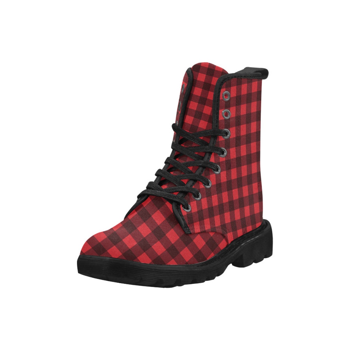 Red Buffalo Plaid Women's Boots Black Check Lumberjack - Etsy