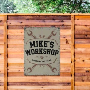 Personalized Workshop Vintage Metal Tin Signs, Custom Name Shed ...
