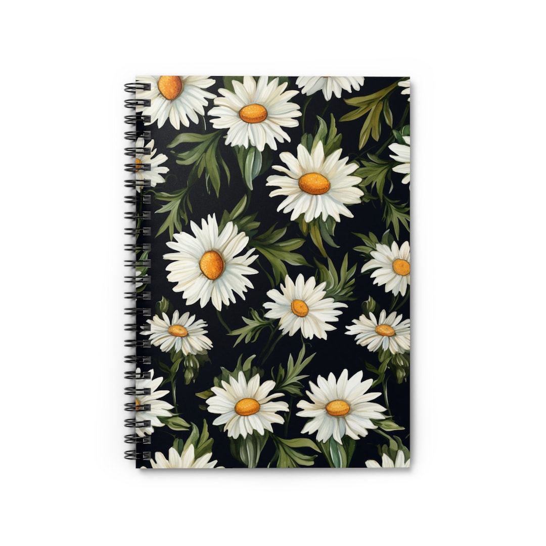 Daisies Spiral Notebook, Daisy Flowers Floral Travel Design Small ...