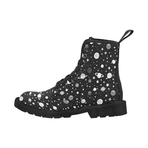 Planets Stars Women Boots, Space Galaxy Universe Vegan Canvas Lace up ...