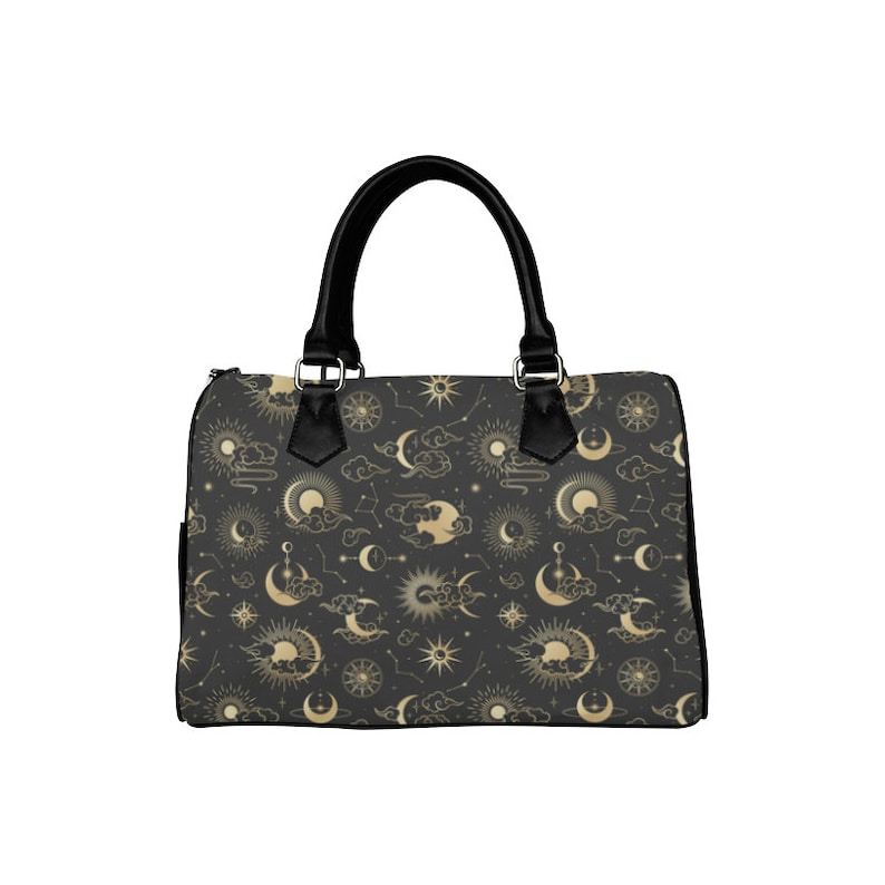 Sun Moon Purse Celestial Stars Black Gold Art Print Shoulder - Etsy