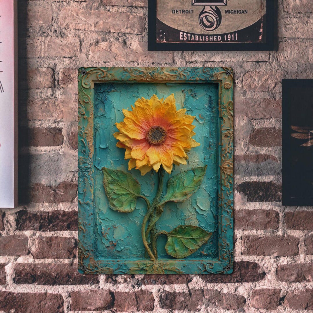 Sunflower Metal Tin Signs, Yellow Flower Printed Farmhouse Vintage ...