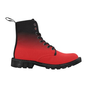 Red Black Ombre Women's Boots, Gradient Dip Tie Dye Vegan Ladies Canvas ...