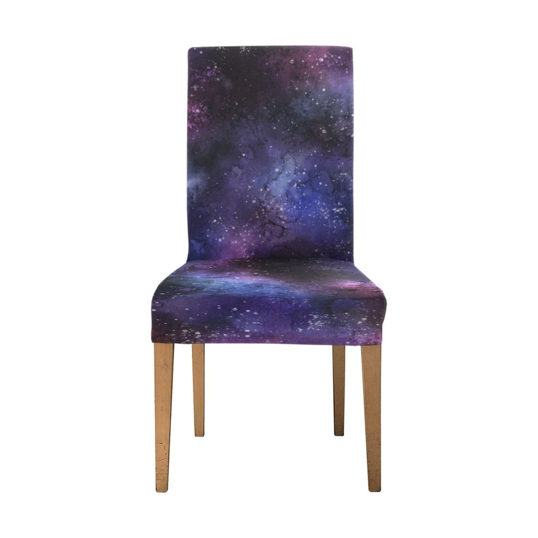 Galaxy Space Dining Chair Seat Covers, Universe Purple Nebula Stretch ...