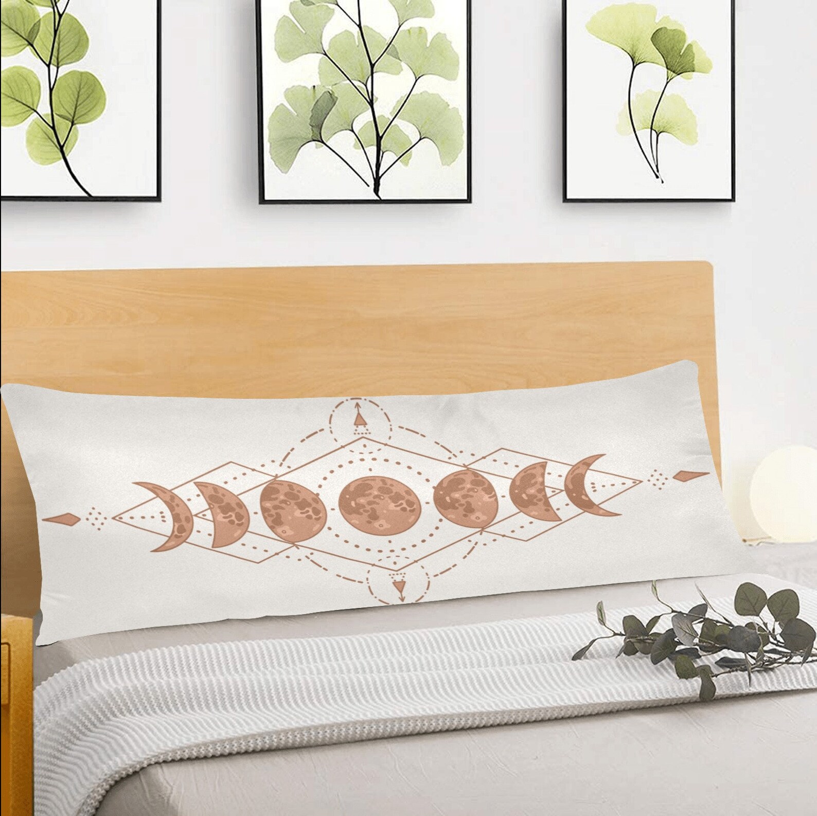 Moon Phases Body Pillow Case, Boho Bohemian Long Large Bed Accent ...