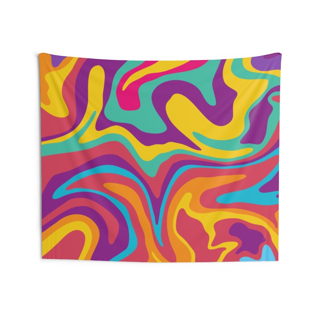 Trippy Tapestry, Psychedelic Groovy Hippie Landscape Indoor Wall ...