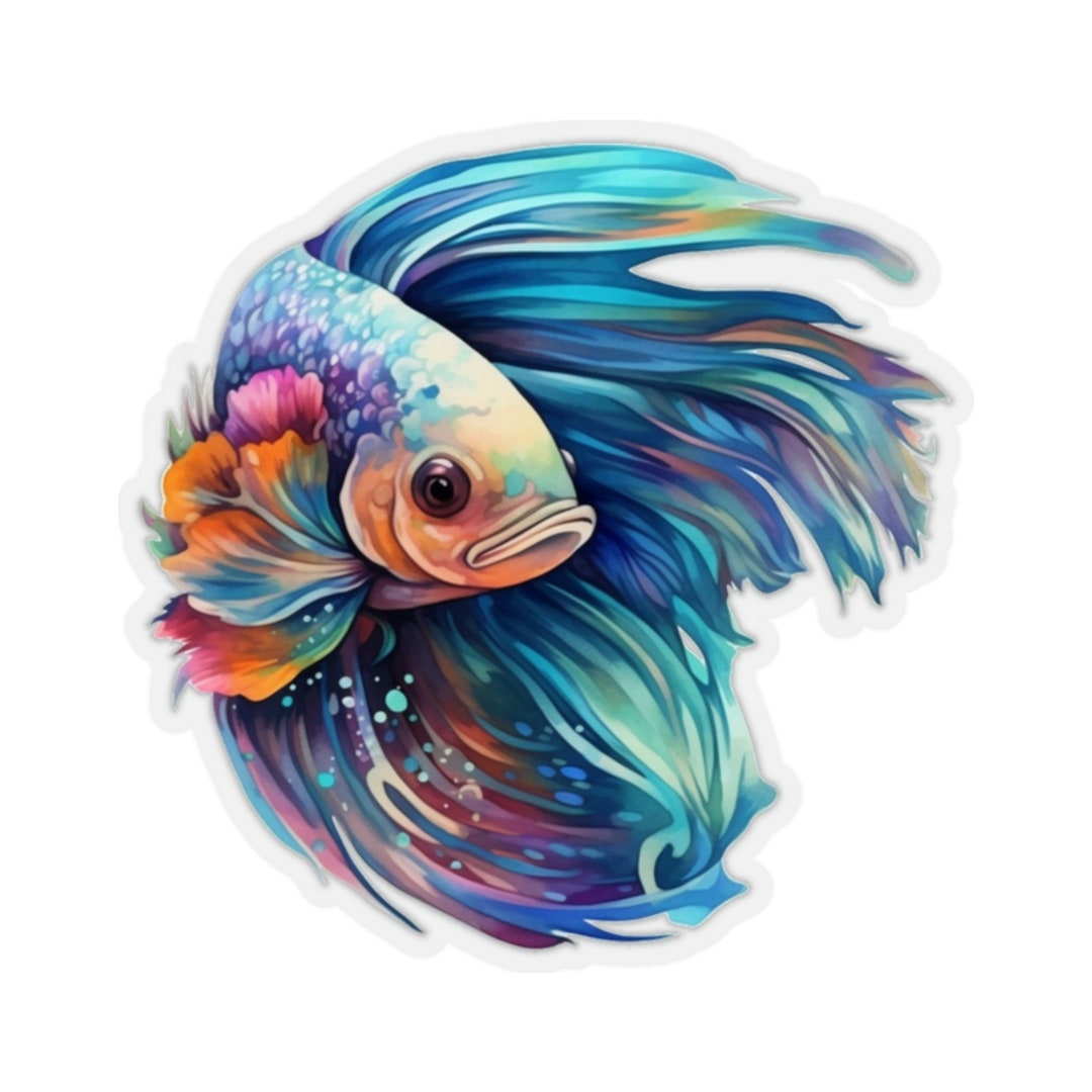 Betta Fish Sticker, Art Laptop Decal Vinyl Cute Waterbottle Tumbler Car ...