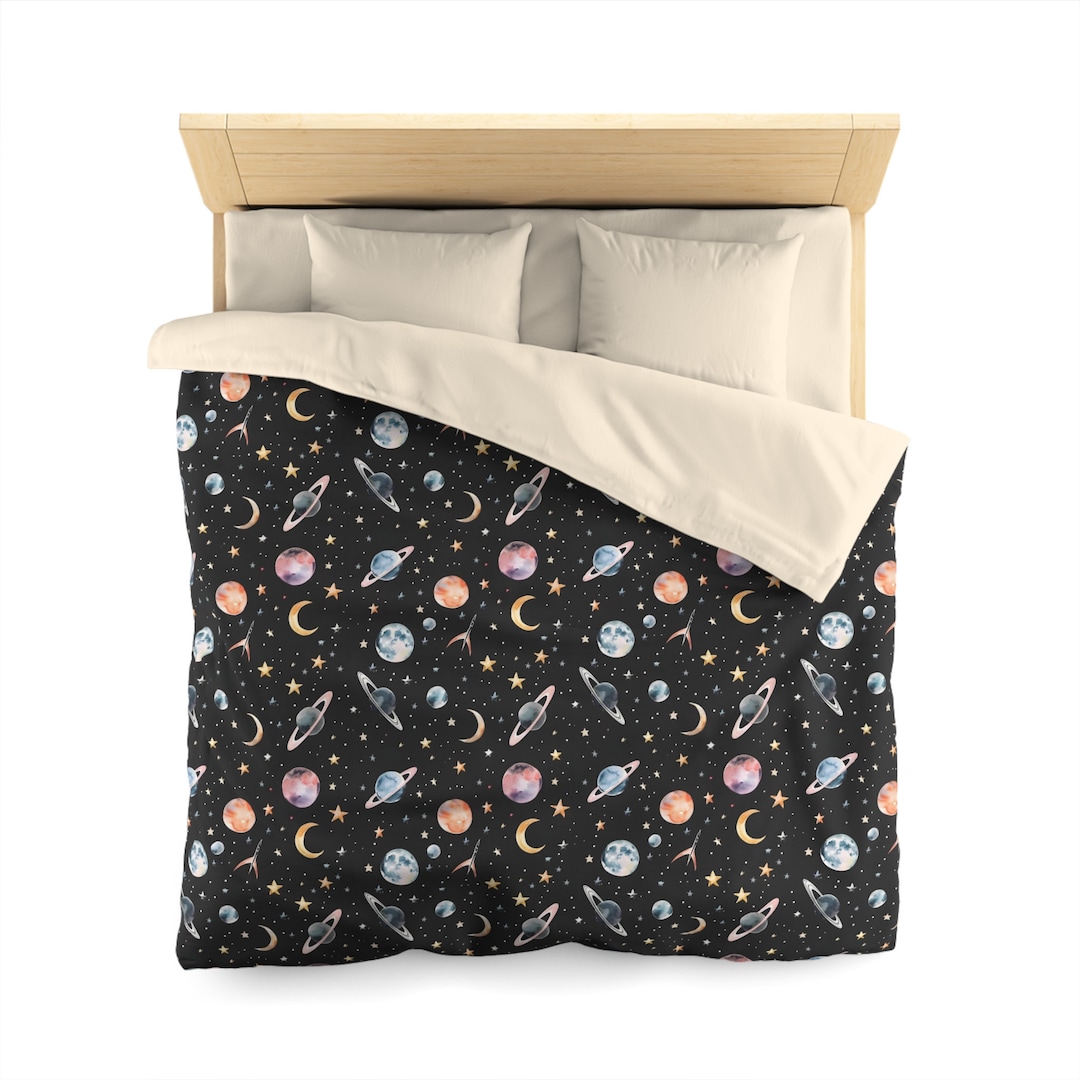 Space Planets Duvet Cover, Celestial Stars Moon Bedding Queen King Full ...