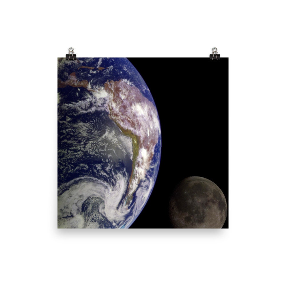 Earth Moon Poster Space Picture Photo Wall Image Art Vertical - Etsy