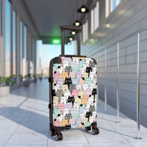 Cute Cat Cabin Suitcase Luggage, Kitten Carry on With Wheels Travel Bag ...