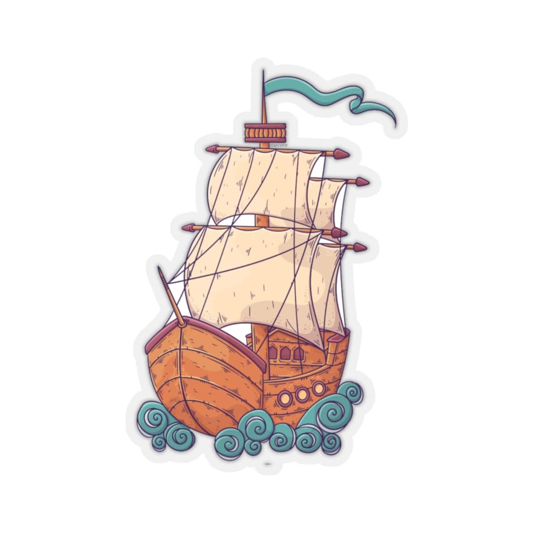 Pirate Ship Sticker, Ocean Boat Laptop Decal Vinyl Cute Waterbottle ...