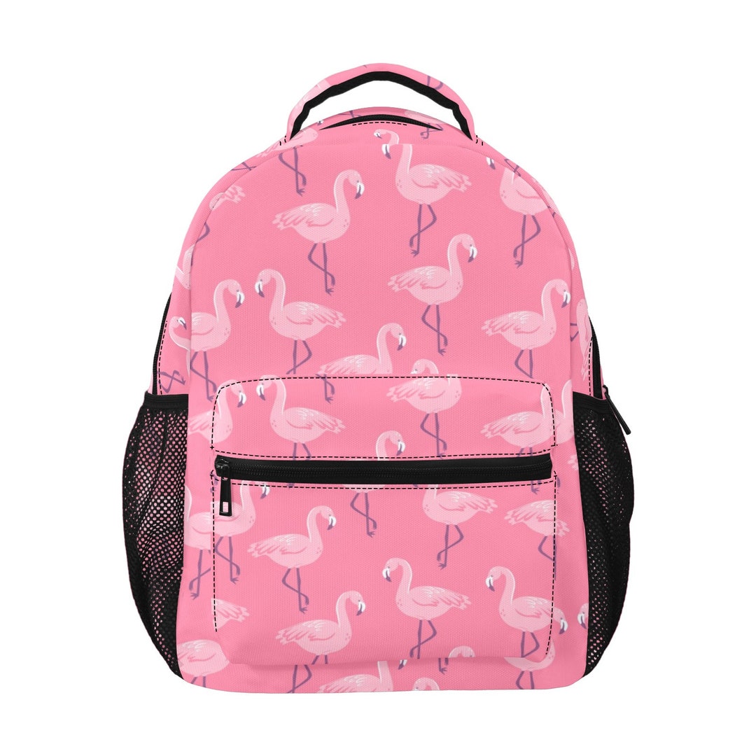 Pink Flamingo Backpack, Tropical Bird Men Women Kids Gift School ...