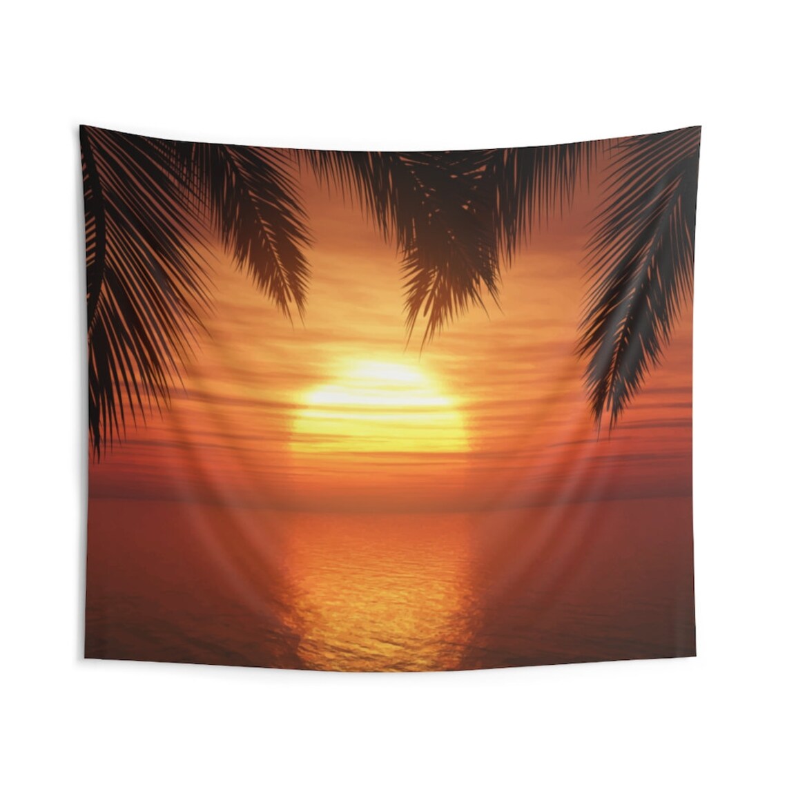Palm Tree Sunset Tapestry Sun Ocean Landscape Indoor Wall - Etsy
