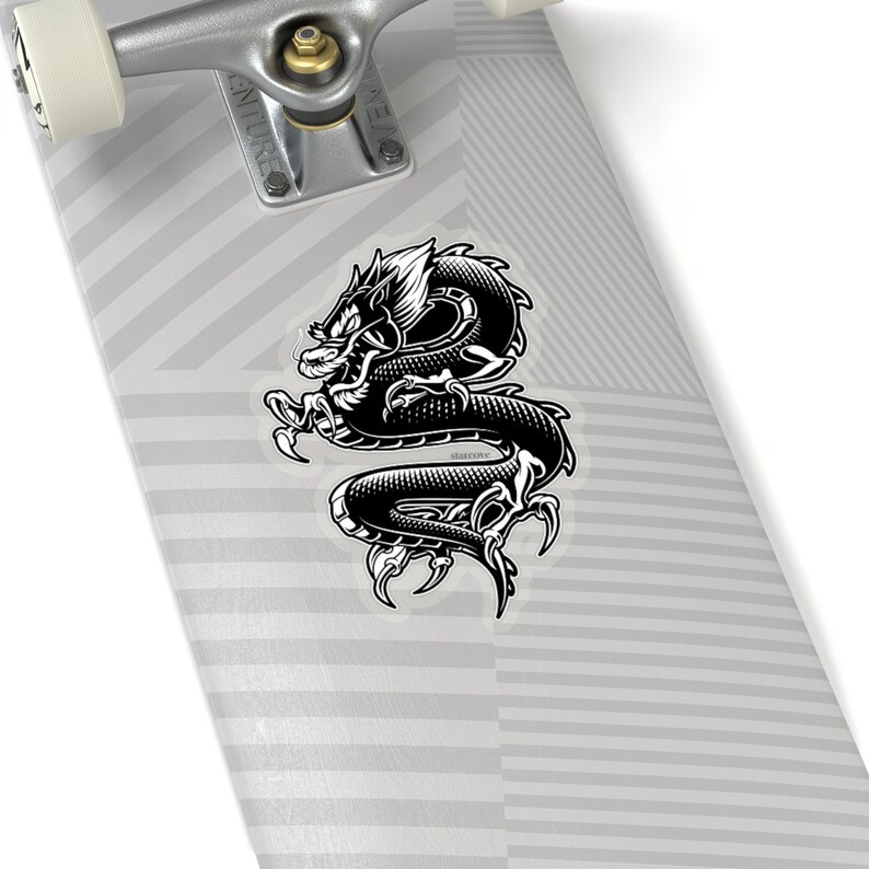 Black Dragon Sticker, Tattoo Design Laptop Decal Vinyl Cute Waterbottle ...