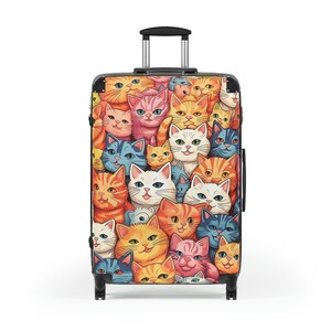 Cats Suitcase Luggage, Kittens Carry on With 4 Wheels Cabin Travel ...
