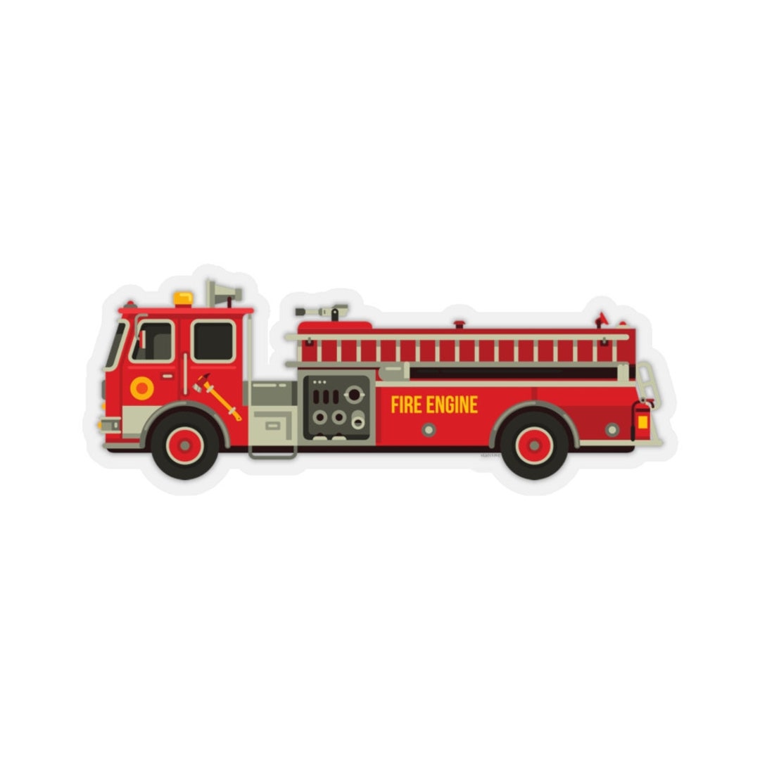 Fire Engine Truck Sticker, Emergency Vehicle Birthday Laptop Decal ...