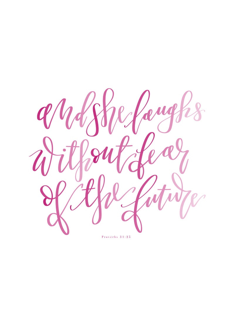Proverbs 31:25 Printable Bible Verse, Hand Lettered Calligraphy Print ...