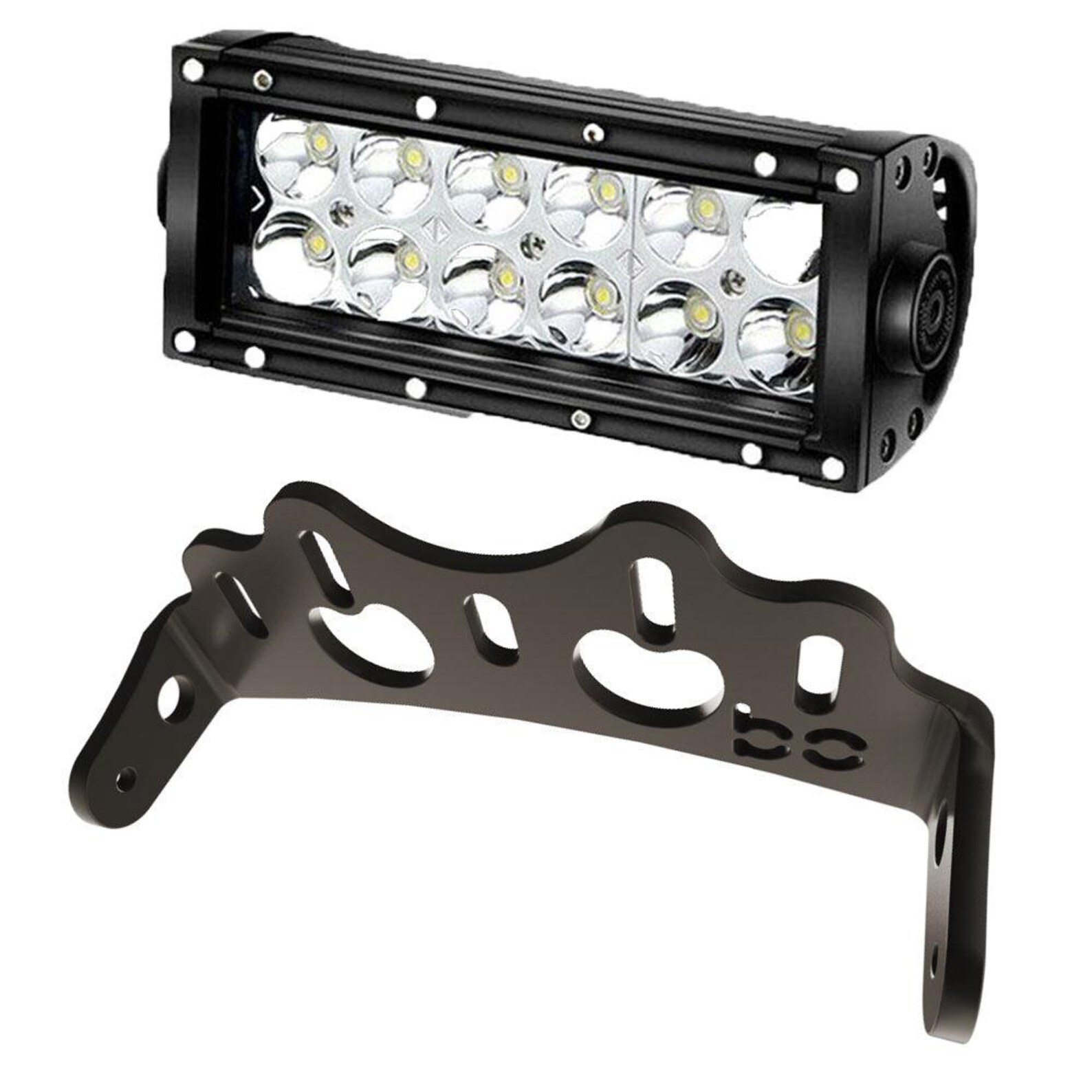 Multifit LED Light Bar Headlight Bracket (holes) + LED 7" Light Bar ...