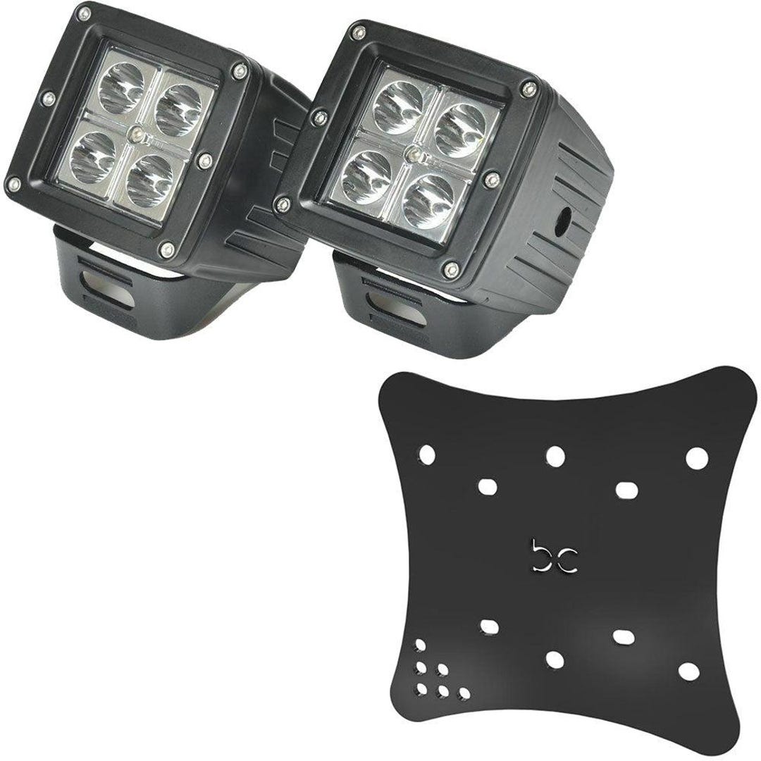 Multi-fit LED POD Lights (2pcs) + Multi-fit Headlight Plate (powder ...