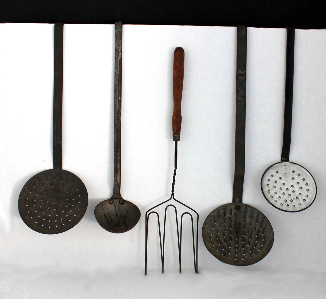 C.1930's - 1940's Kitchen Utensils 3 Strainers, 1 Ladle and Single ...