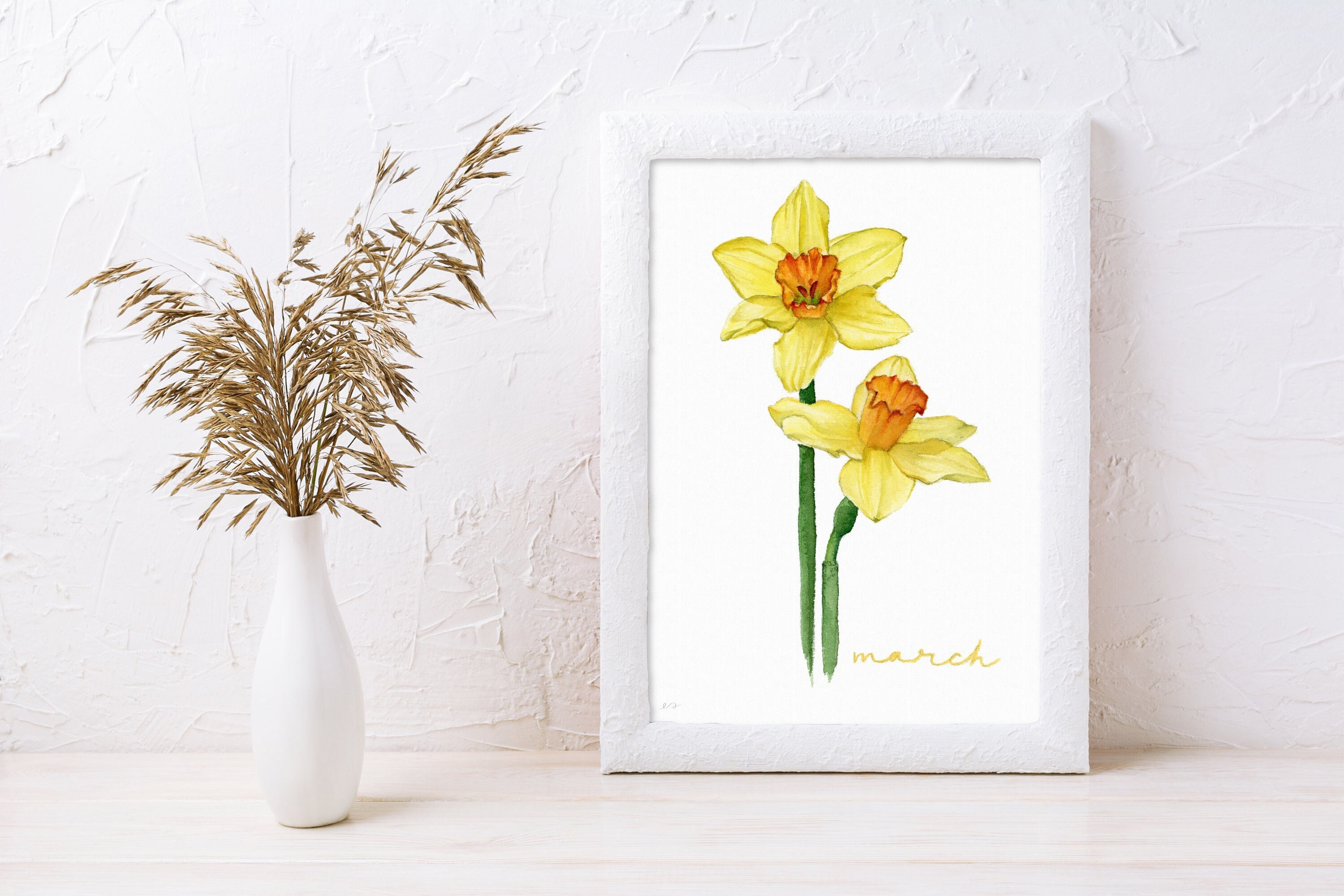 March Birth Flower Watercolor PRINTABLE Botanical Wall Art, Instant ...