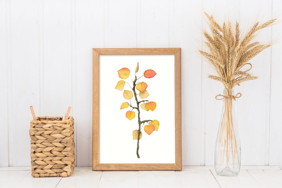 Aspen Leaf Watercolor PRINTABLE Instant Digital Download, Watercolor ...