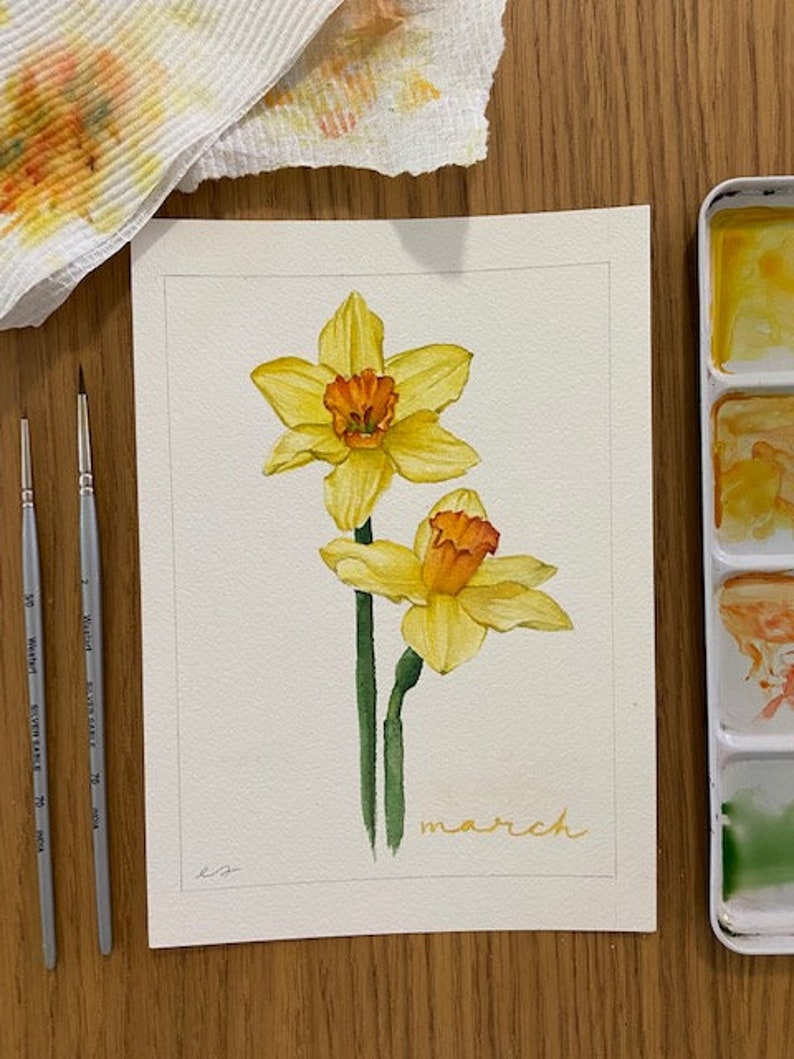 March Birth Flower Watercolor PRINTABLE Botanical Wall Art, Instant ...