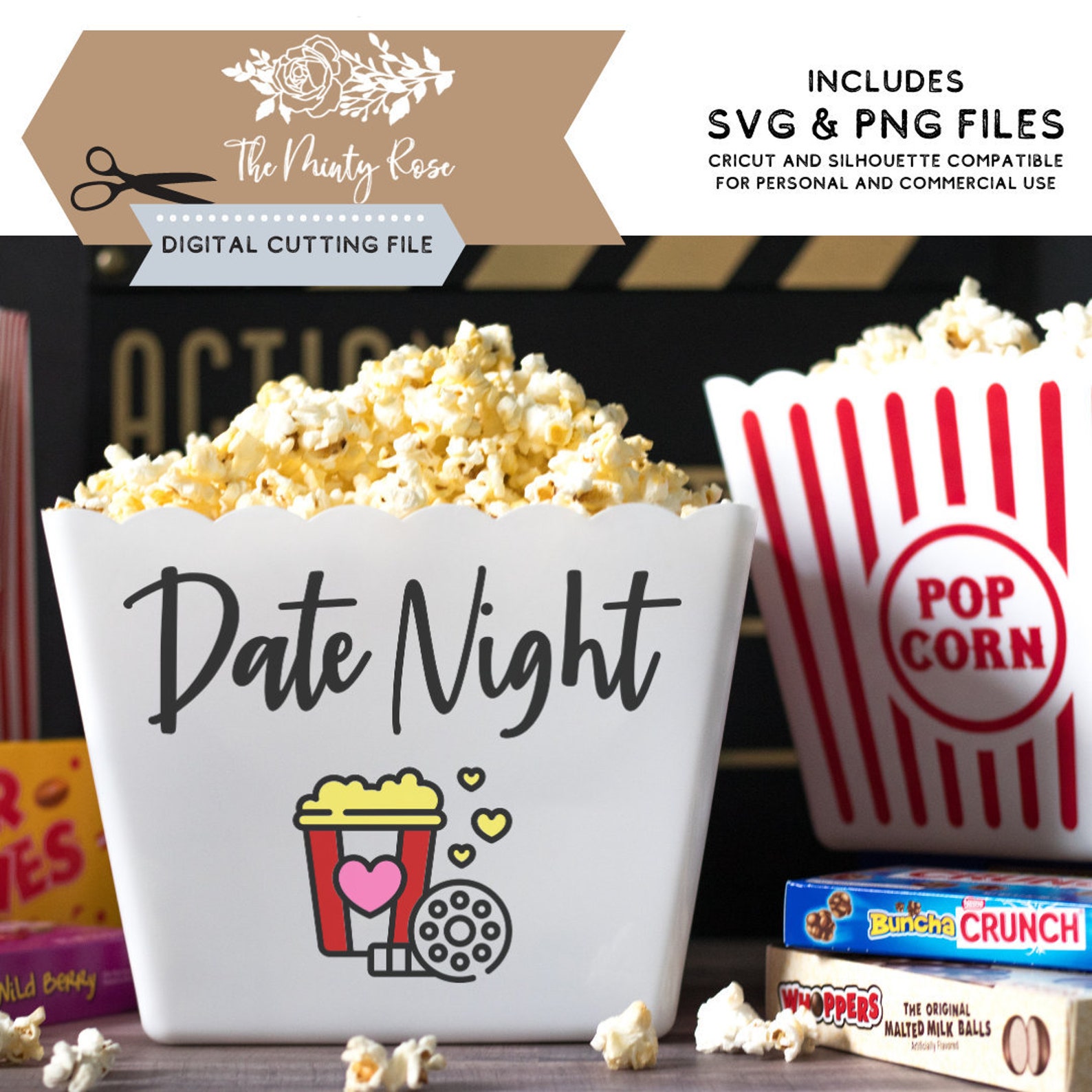 Date Night Svg Valentine's Day DIY Popcorn Bowl Couples - Etsy