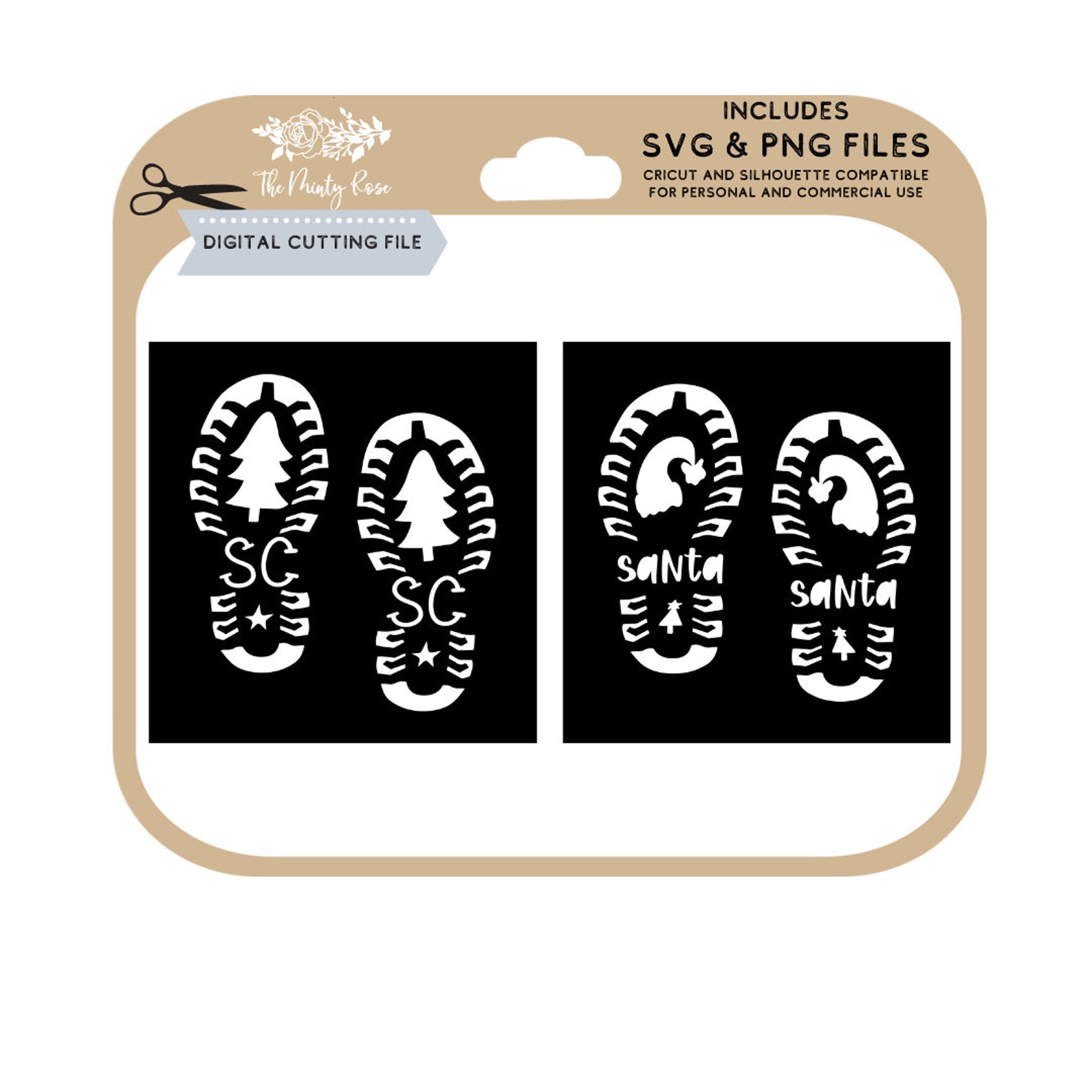 Santa Footprint Stencil SVG Santa Prints Svg DIY Santa Foot - Etsy