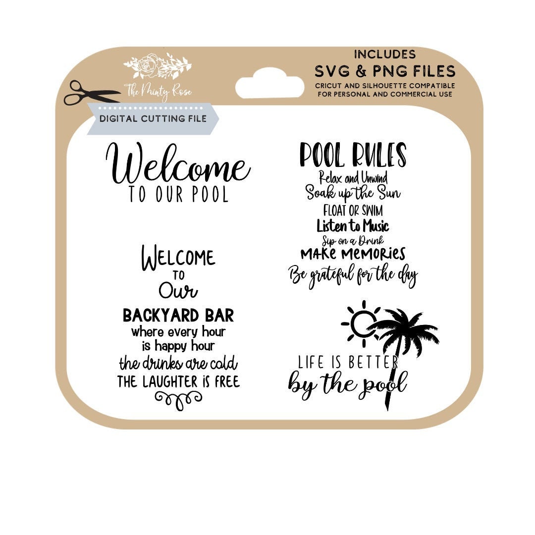 Pool Sign Welcome to Our Pool Pool Svg Bundle DIY Signs | Etsy