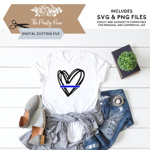 Thin Blue Line Svg, Thin Blue Line Heart, Blue Lives Matter, Awareness ...