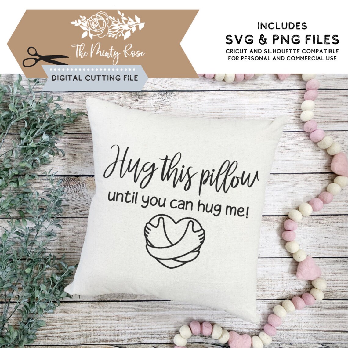 Hug Pillow for Long Distance Relationship Svg Valentines Day | Etsy