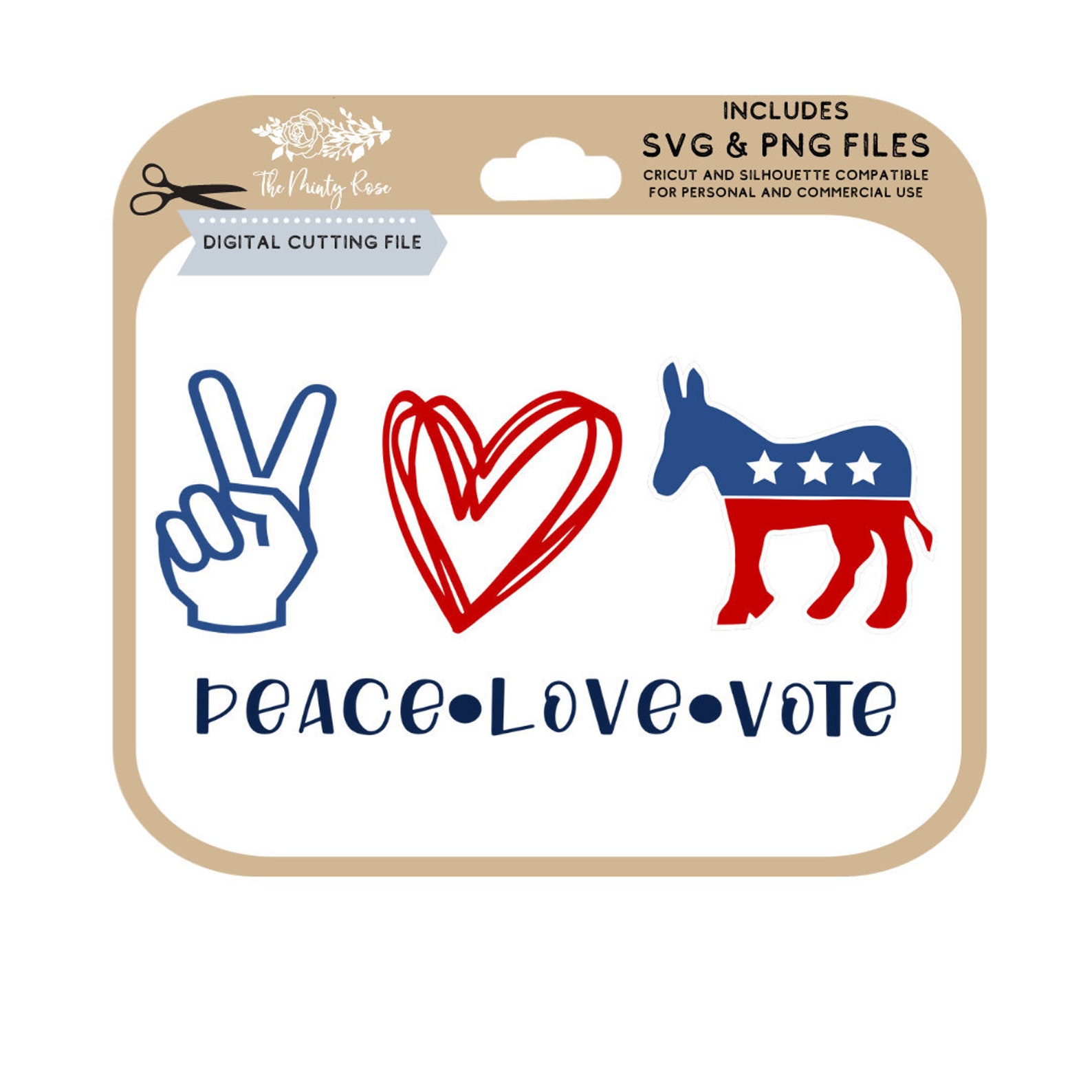 Peace Love Vote Svg, Democrat Svg, Donkey, Political Svg, Democratic ...
