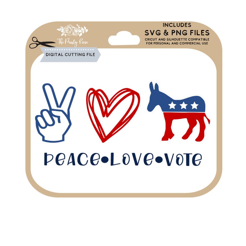 Peace Love Vote Svg Democrat Svg Donkey Political Svg - Etsy