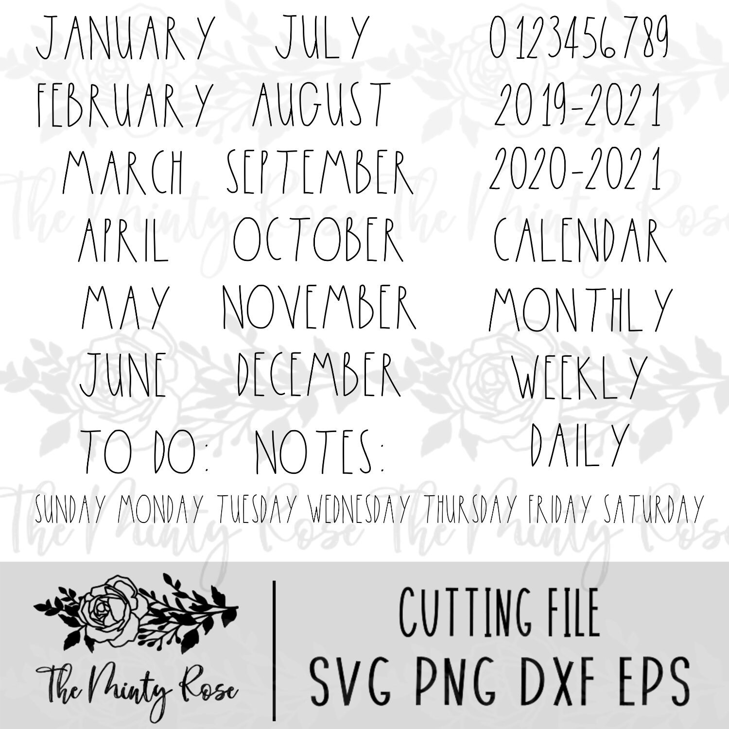 Rae Dunn inspired svg bundle calendar svg planners | Etsy