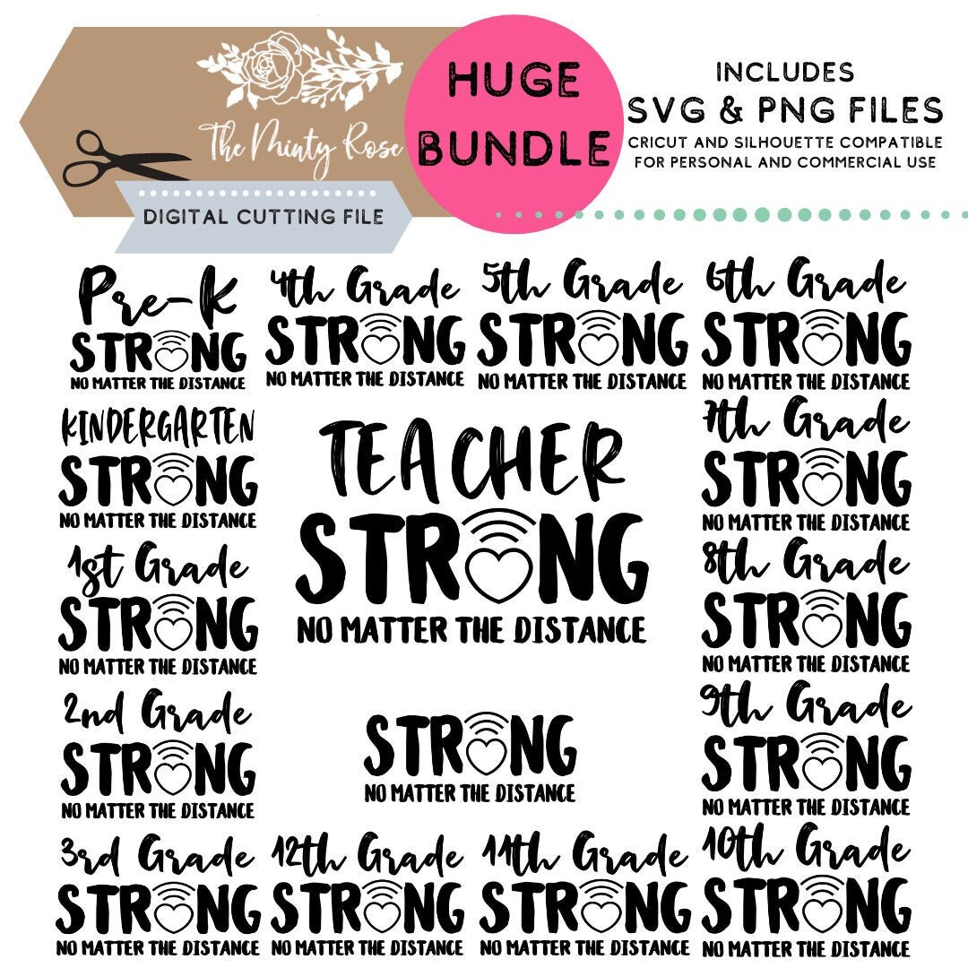 Teacher Strong Svg, All Grades, Virtual Learning Svg, Distance Learning ...