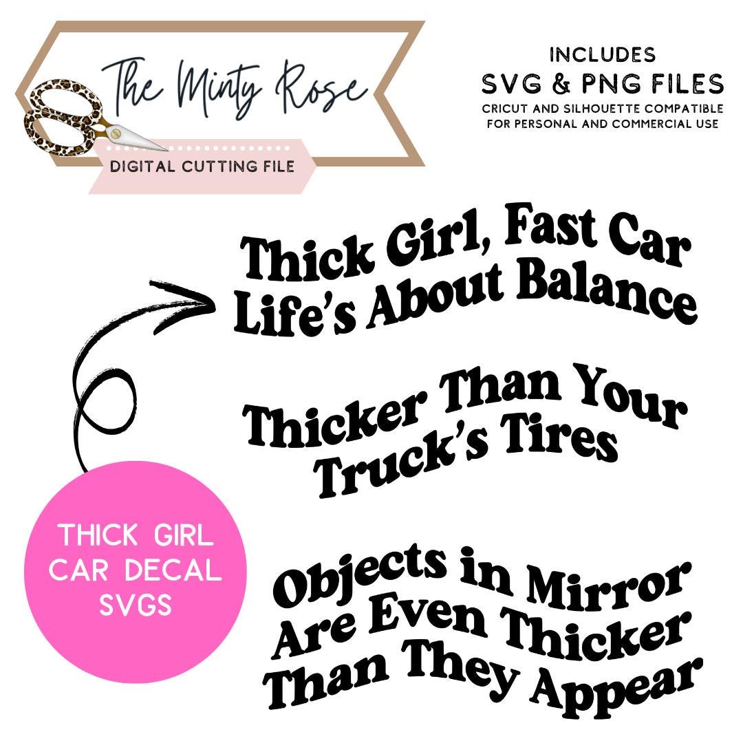 Funny Thick Girl Car Decal SVG –curvy Girl Bumper Sticker Design – Wide ...