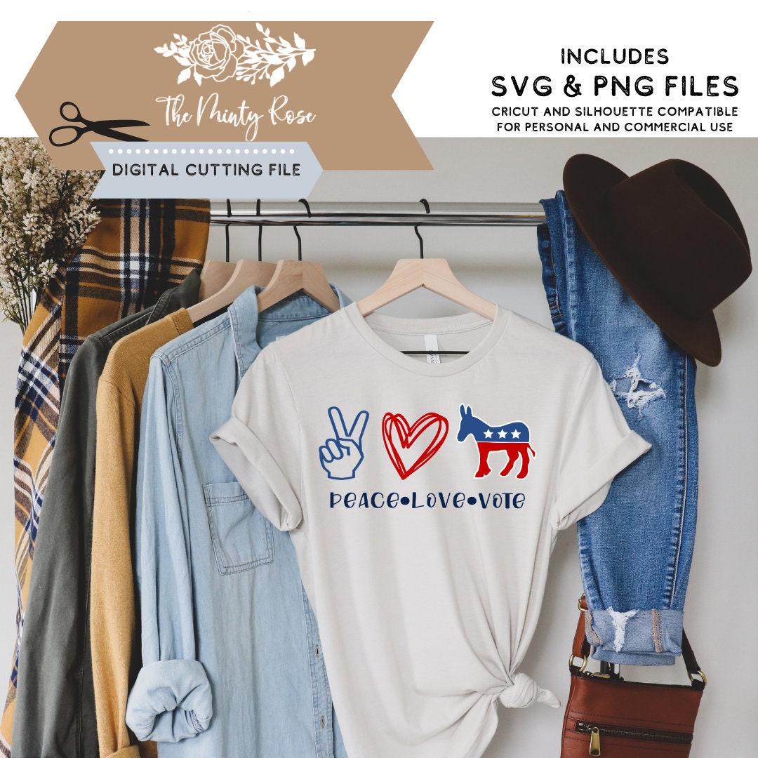 Peace Love Vote Svg Democrat Svg Donkey Political Svg - Etsy