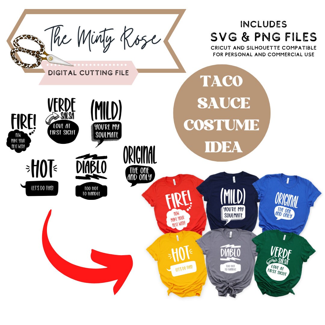 Taco Sauce Costume Idea Svg Hot Sauce Svg Taco Sauce Png - Etsy