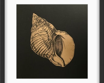 Shell Original Linocut - Etsy