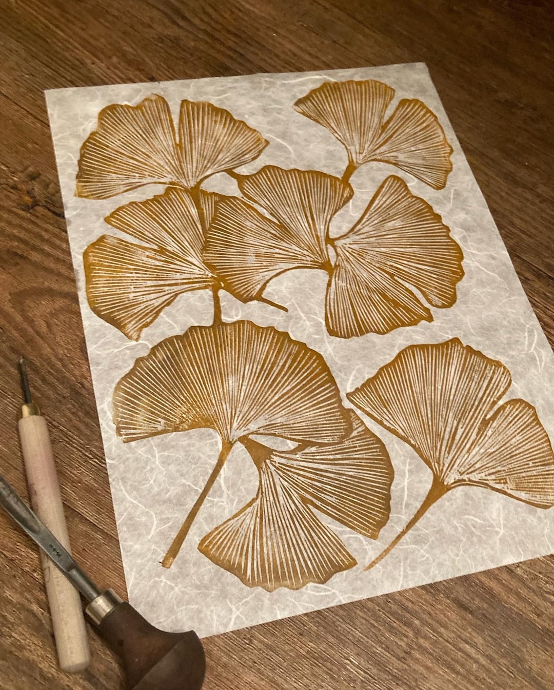 Ginkgo Leaves Original Woodcut Print - Etsy